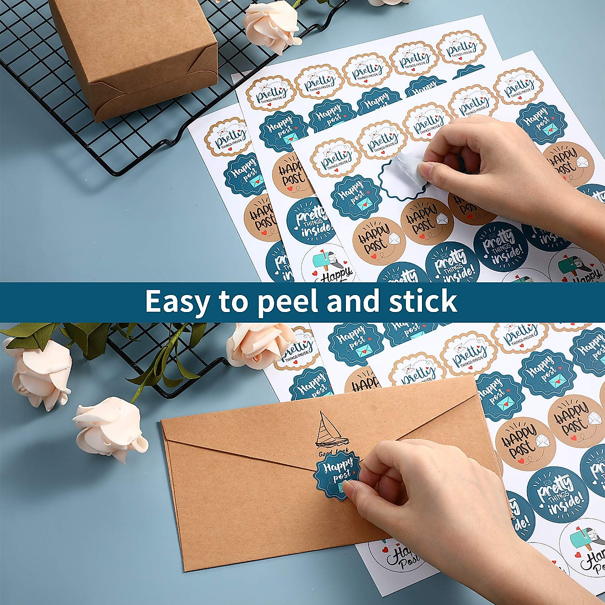 500 Pieces Mail Stickers Small Business Post Package Labels Thank You for Your Order Stickers for Businesses Online Shop Owners