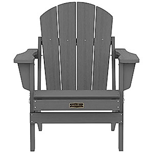 SERWALL Adirondack Chair for Patio Garden Outdoors Fire Pit- (Folding Gray)
