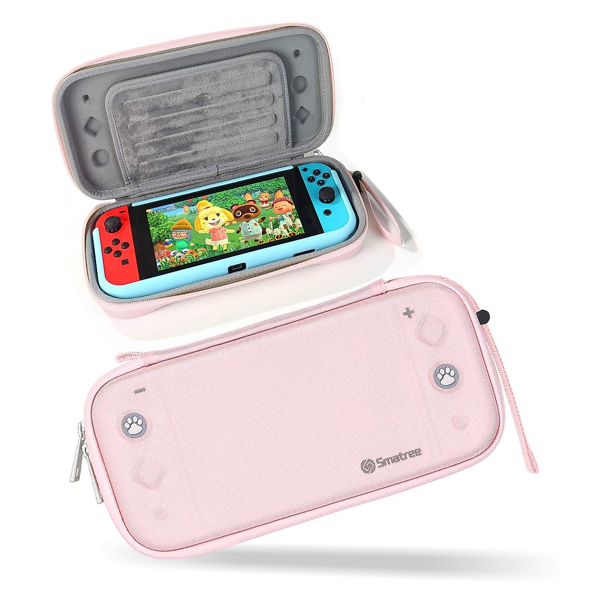 Smatree Hard Shell Carry Case for Nintendo Switch with 10 Game Cartridges, Protective storage Case for Travel（Pink）
