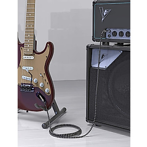 RIYO Guitar Cable 10 Feet Electric Instrument Cable 1/4 inch Straight to Straight for Electric Guitar, Bass Guitar, Keyboard, Pro Audio（Black-White）