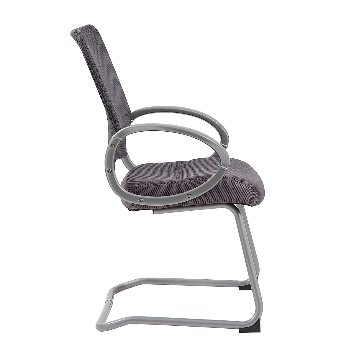 Boss Office Products Mesh Back Guest Chair with Pewter Finish in Charcoal Grey 24D x 24W x 39H in