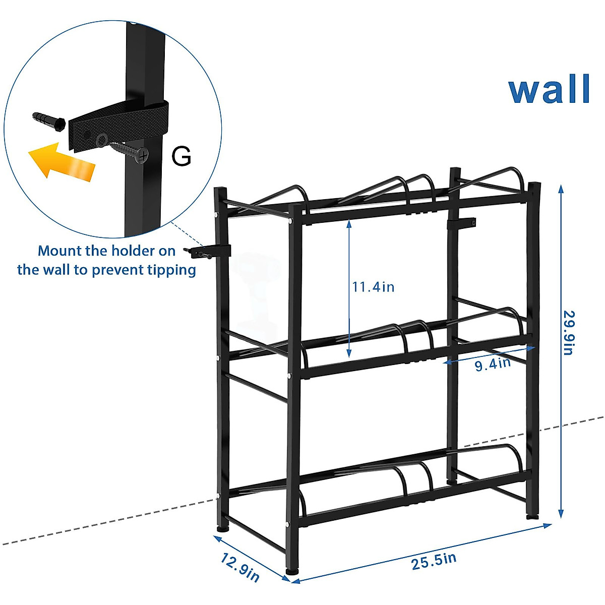 5 Gallon Water Bottle Holder, 3 Tier Water Jug Rack, Water Cooler Jug Rack for 5 Gal Water Bottle, Water Jug Dispenser Stand, Heavy Duty 5 Gallon Water Jug Stand for 6 Bottles with Lifter