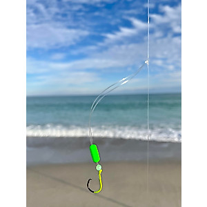 6 Pack 'Coquina Shells' Pompano Surf Fishing Rigs (25# Mono Pro-Tec Coated)