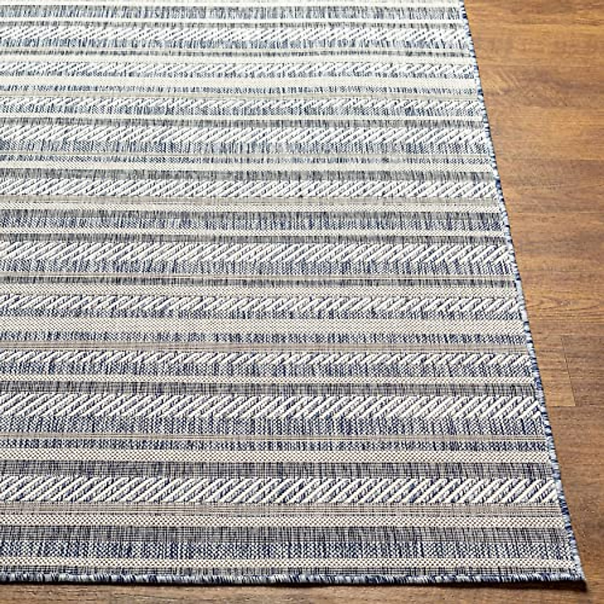 Hauteloom Emirgazi Hallway, Kitchen Patio Outdoor Runner Rug - Global - Blue, Gray - 2'7" x 12'