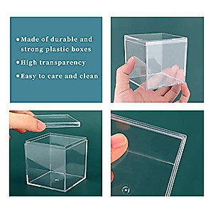 dedoot Clear Acrylic Box withLlid, 4 Pack 4x4x4 inches Clear Plastic Box for Organize, Acrylic Cube Storage Container Drawer Organizer for Vanity Jewelry Accessories, Small Items
