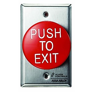 Alarm Controls Push Button, 2-1/4 in. D, w/Face Plate Sliver/Red Stainless Steel Plastic TS-60-1 Each