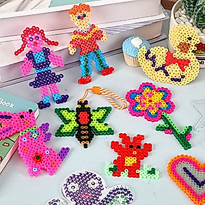 20 Pieces 5mm Fuse Beads Pegboards Clear Plastic Pegboards Craft Tray with 20 Pieces Colorful Cards, 4 Pieces White Beads Tweezers, 10 Keychains, 10 Hang Ropes, 20 Hang Circle for Kids DIY Craft Beads