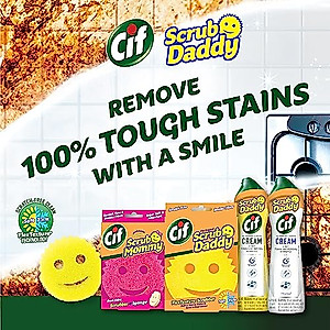 Scrub Daddy Scrub Mommy, Daddy Caddy + Cif All Purpose Cleaner - Scratch-Free, Dual-Sided Kitchen + Bathroom Scrubber + Multipurpose Cleaning Cream - Cleaning Supplies Kit for Multiple Surfaces