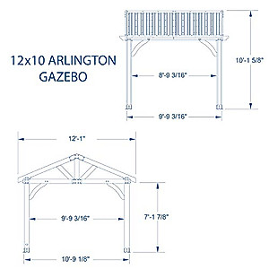Backyard Discovery Arlington 12x10 All Cedar Gazebo, Walnut, Insulated Steel Roof, Water Resistant, Wind Resistant up to 100 MPH, Withstand 6,391 lbs of Snow