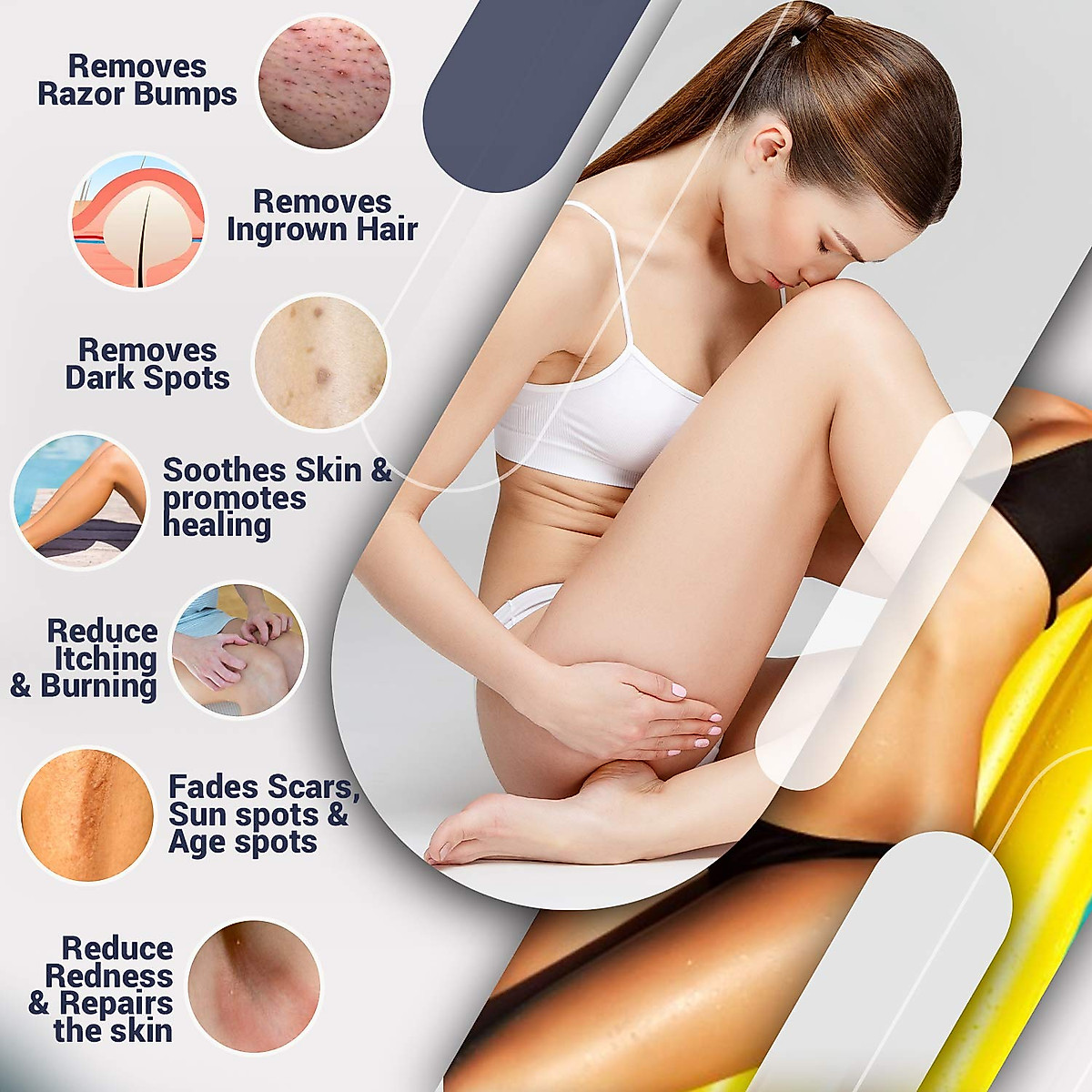 Roll On Razor Bump Treatment for Bikini Area, Legs, Underarms, Groin, Face – Natural Post Shaving & Waxing Dark Spot Removal Ingrown Hair Razor Burn Relief Ointment Solution for Women & Men