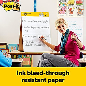 Post-it 563PRL Self Stick Tabletop Easel Ruled Pad, Command Strips, 20 x 23, White, 20 Shts/Pad