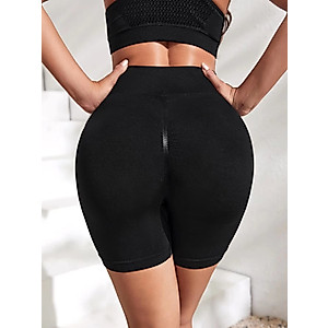 X-SNOW FALCON Women Gym Workout Seamless Shorts High Waisted Biker Scrunch Butt Booty Athletic Yoga Shorts Black