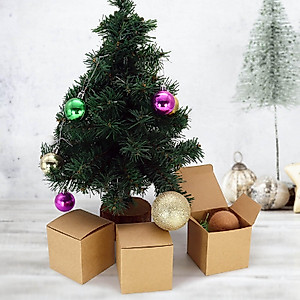 Oletx 25 Pcs Brown Paper Gift Boxes, Small Candy Boxes Bulk, 3x3x3 inch Gift Box with Lids, Goodie Treat Boxes for Party Favors, Birthday Gifts, Wedding Gifts