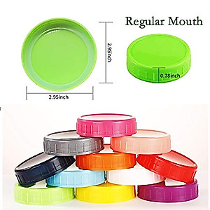 24 Pack Canning Lids Regular Mouth - Plastic Mason Jar Lids with Silicone Seals Rings Fits Ball/Kerr Jars, Leak-Proof & Anti-Scratch Resistant Surface, 8 Colors