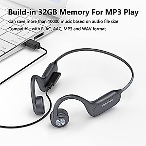 sayrelances Bone Conduction Headphones Waterproof, IPX8 Swimming Headphones with MP3 Play 32G Memory, Bluetooth 5.3 Open Ear Sports Headphones with Night Light for Running Swimming Cycling Workout