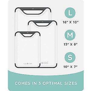 Cutting Boards for Kitchen - Plastic Cutting Board Set of 3, Dishwasher Safe Cutting Boards with Juice Grooves (Black) & Extra Thick Flexible Cutting Boards for Kitchen (15"x12")