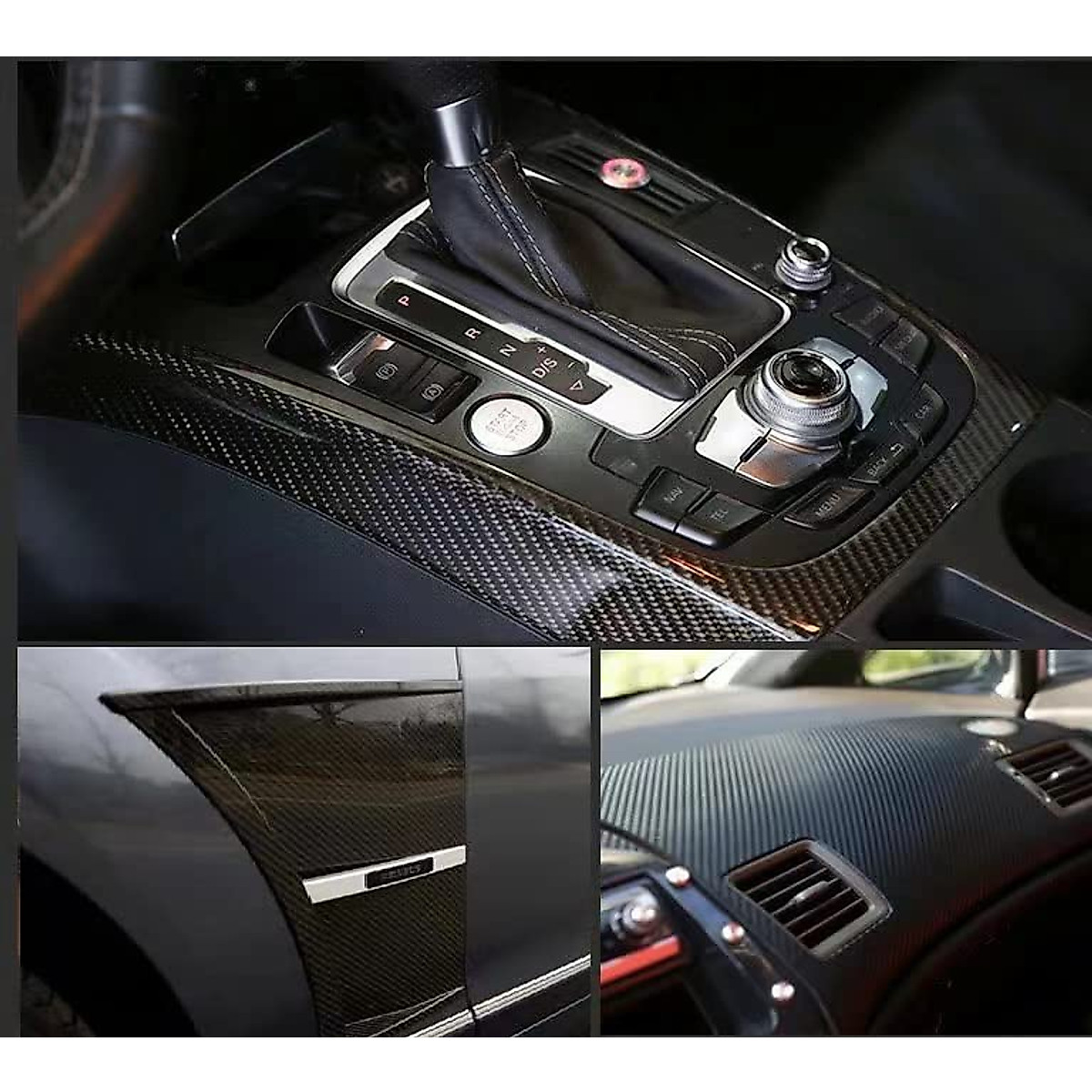 Carbon Fiber Vinyl Wrap 10ft x 1ft Self Adhesive Film, Black Vinyl Wrap Bubble Free with Air Release Technology, Perfect for Cars DIY Exterior Interior Protection (Black Carbon Fiber, 10ft x 1ft)