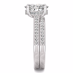 Charles & Colvard Created Moissanite 9x7mm Oval Cut Bridal Ring Set for Women | 2.55 cttw DEW | Lab Grown | Solid 14K White Gold with Rhodium | Size 6.5