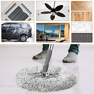 Dust Mop, Wall Cleaner Mop, with Hight Adjustable Handle and 1 Washable Mops Pad, Wet & Dry Floor Cleaning Mop for Hardwood, Tiles, Laminate, Vinyl - Dust Broom (Grey)