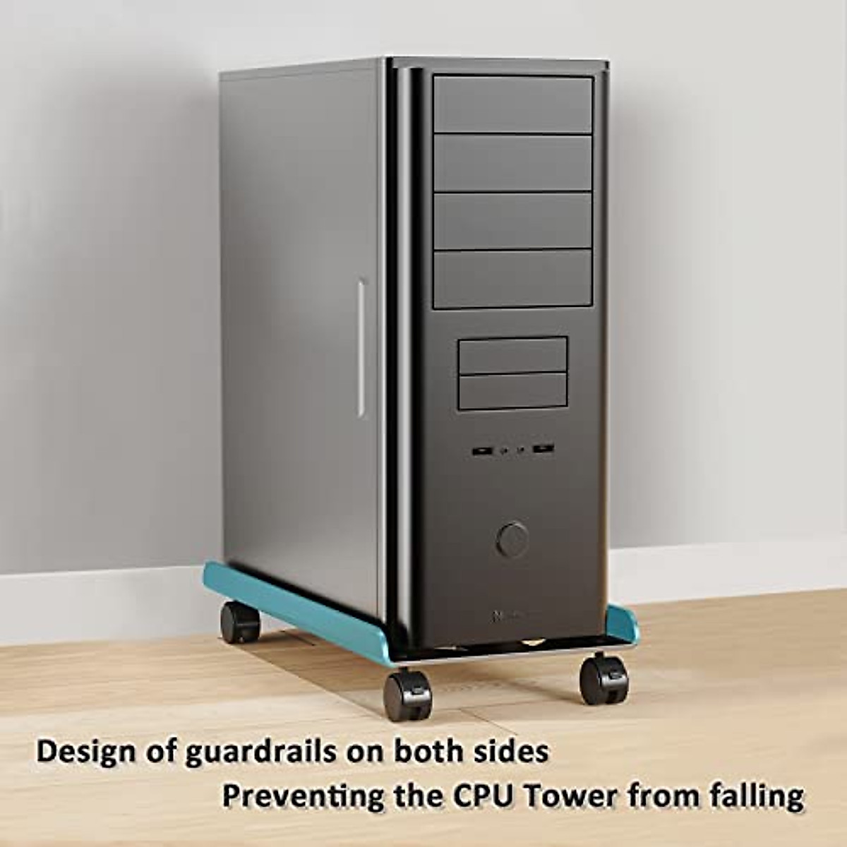 Kriico Computer Tower Sand, Heavy-Duty Metal CPU Stand Cart, Mobile PC Tower Stand with Rolling Casters, CPU Raise Fits Most PC Gaming Office Desk Accessories