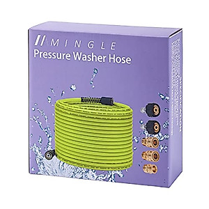 M MINGLE Pressure Washer Hose 50 FT x 1/4" - Replacement Power Wash Hose with Quick Connect Kits - High Pressure Hose with M22 14mm Fittings - 3600PSI