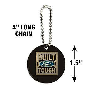 GRAPHICS & MORE Ford Built Ford Tough Wood Wooden Round Keychain Key Chain Ring