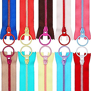 TecUnite 20 Pieces Plastic Resin Zippers with Lifting Ring Quoit Colorful Zipper for Tailor Sewing Crafts Bag Garment (12 Inch)