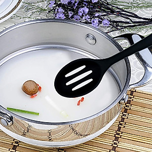 Silicone Nonstick Mixing and Slotted Spoons Set 2-Pieces, BPA Free, High Heat Resistant, Hygienic Design Cooking Baking Spoons Set for Stirring, Mixing and Serving, Large Serving Spoon