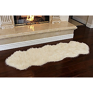 Nouvelle Legende® Faux Fur Sheepskin Premium Rug Duo (23 in. X 73 in.) White