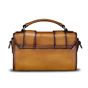 Genuine Leather Satchel for Women Vintage Purse Handmade Handbag Retro Crossbody Bag Purse (Brown)