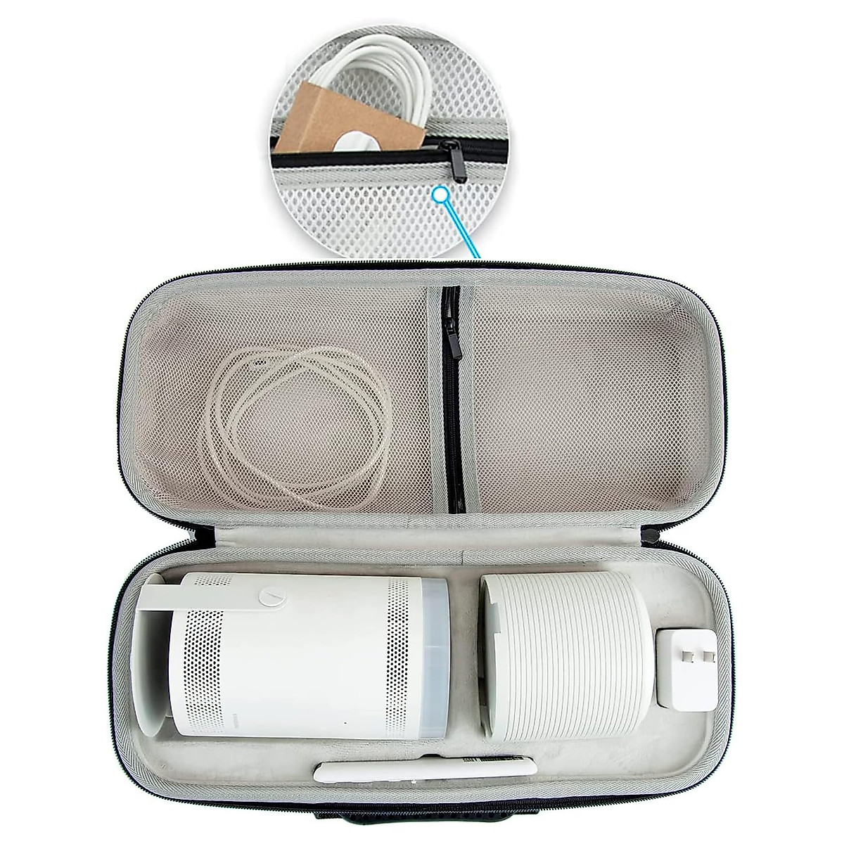 Case for Samsung The Freestyle Projector & Battery Base All Accessories Storage, Compatible with 30” - 100” The Freestyle 2nd Gen EVA Hard Bag Anti-Scratch Anti-Collision (Black)