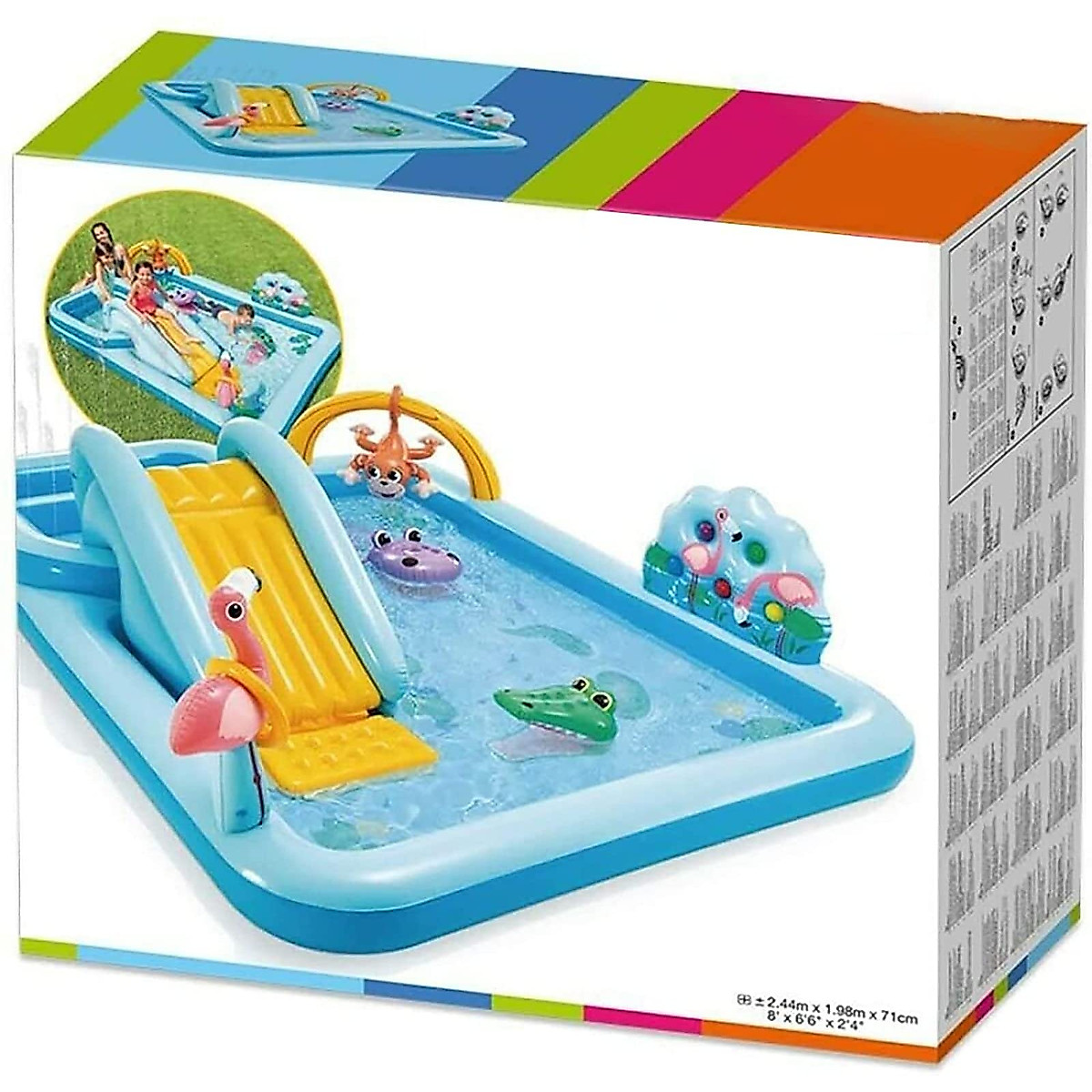 Inflatable Water Play Center Water Pool Slide Activity Center for Outdoor Swimming Pool Inflatable Swimming Pool for 2-6 Years Old