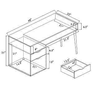 Tangkula Computer Desk with Drawers, Multipurpose Home Office Desk Writing Desk with Spacious Desktop & Storage Shelf, Computer Table Workstation, Desk for Bedroom Home Office (Brown)