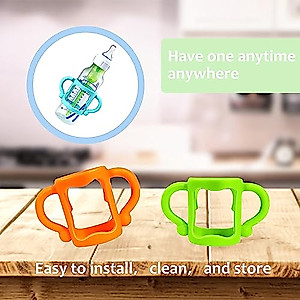 RTMOK (3-Pack) Bottle Handles for Dr Brown Narrow Baby, Bottles Bottle Holder for Baby, Baby Plane Travel Essentials-BPA-Free Silicone Material, Bottle Handles are Dishwasher Safe (3)