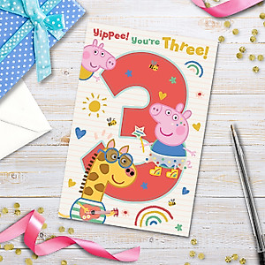 Danilo Promotions LTD Danilo Promotions Limited Official Peppa Pig Age 3 Birthday Card, Yippee! You're Three! multiple colours PG080,7x5 inch