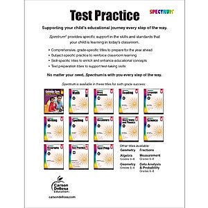 Spectrum Grade 6 Test Practice Workbooks, Ages 10 to 11, Math, Language Arts, and Reading Comprehension 6th Grade Test Practice, Reproducible Book, Vocabulary, Writing, and Math Practice - 160 Pages