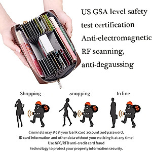 DKKD Unisex Anti-credit Card Fraud Multi-compartment Wallet, 24 Slots RFID Blocking Card Holder Large Long Leather Zipper Organizer Accordion Wallet, Huge Storage Capacity (Black)