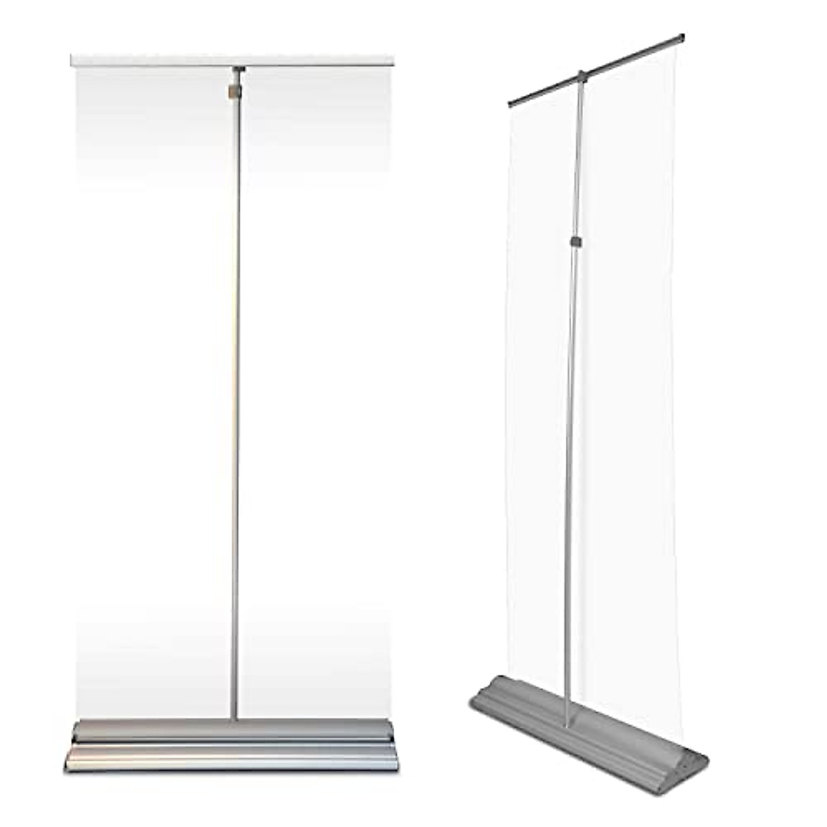 BannerBuzz Floor Standing Sneeze Guard - Full Tarp with Steppy Retractable Stand Isolation Barrier - Clear Film Protective Shield for Cafes, Retail Stores, Cashier, Receptionist (2.5' x 6.5')