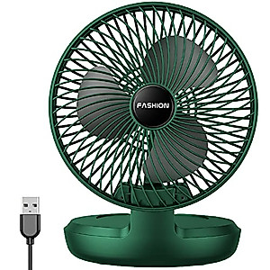 Chchmu USB Desk Fan Mini 8 Inch Foldable Desktop Table Fans 3 Speeds Personal Quiet Fan with Strong Airflow Portable Cooling Fan with Head Adjustable for Home Bedroom Office Table & Desktop, Green