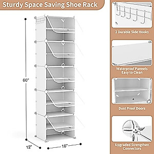 ROJASOP Shoe Rack Organizer, 10-Tier Shoe Organizer 20 Pairs Portable Shoe Rack Organizer Shoes Storage Cabinet Shoe Racks for Closet Entryway Bedroom (Clear, 1 by 10)