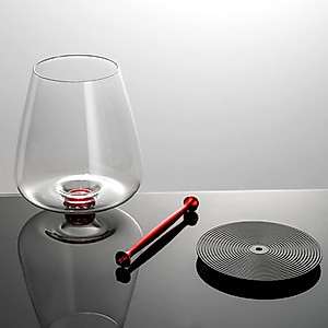 SIYOUKI Shakeable Dancing Wine Glasses crystal Red wine glass,17 Ounce, Hand Blown Italian Style Crystal Burgundy wine glass, Gift-Box for any Occasion (Red)