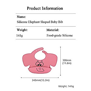 Elephant Silicone Bibs for Babies(2-Pack) Waterproof Bibs,Silicone Bibs with Food Catcher,Baby Bibs for Boy,Baby Girl Bibs (pink)