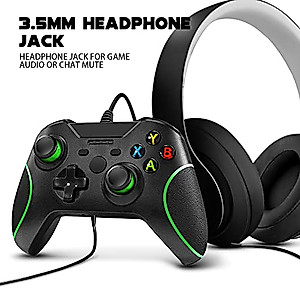 Zamia Wired Controller for Xbox One, Black Gamepad Joystick Controller for Xbox One/Series X/S/PC Windows with 3.5mm Audio Jack