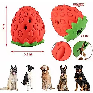 HSRBO Strawberry Chew Toy for Dogs,Natural Rubber Balls for Aggressive Chews,Cleans Teeth and Gums,Treat Food Dispensing Toys, Indestructible Dog Toys, Toy for Dog Interactive