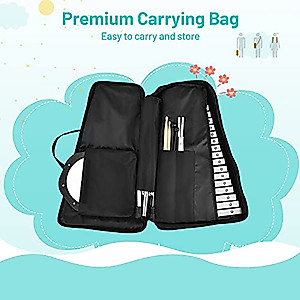 Giantex 32 Note Professional Glockenspiel Bell Kit, Percussion Xylophone with Adjustable Stand, Music Stand, 8'' Practice Pad, a Pair of Bell Mallets, Wooden Drumsticks, Carrying Bag