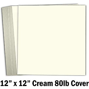 Hamilco Card Stock Scrapbook Paper 12x12 Cream Colored Cardstock 80lb Cover – 25 Pack