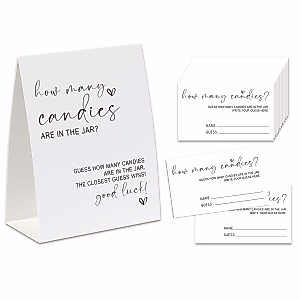 Minimalist Guess How Many Candies Game (1 Standing Sign + 50 Guess Cards),Candy Guessing Game, Baby Shower Game, Minimalist Bridal Shower Game, Baby Shower Ideas-GHMC10