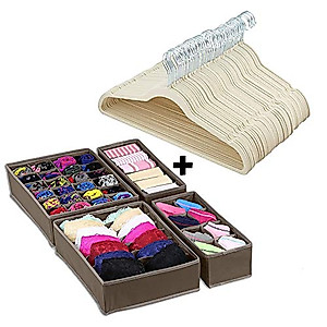 Halter Velvet Hangers 50 Pack Non Slip Suit Hanger Swivel Hook with Free Drawer Closet Organizer Divider | Beige