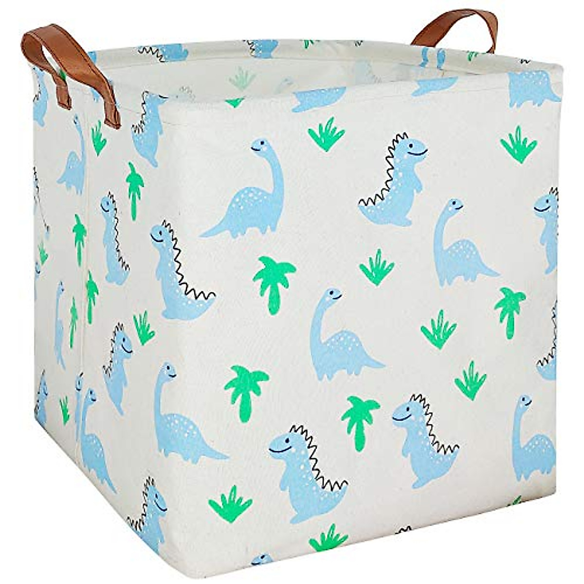 ASKETAM Square Canvas Collapsible Fabric Baby Toy Box Storage Bin Bedroom Decor Closet Kids Laundry Baskets Toy Organizer,Shelf Basket Nursery Storage,Gift Baskets(Blue Dinosaur)