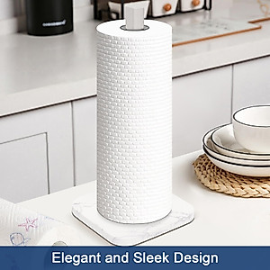 NearMoon Standing Paper Towel Holder, Stainless Steel Square Paper Towel Roll Holder with Marble Base for Bathroom Kitchen Countertop, Standard or Jumbo-Sized Roll Holder (Brushed Gold)